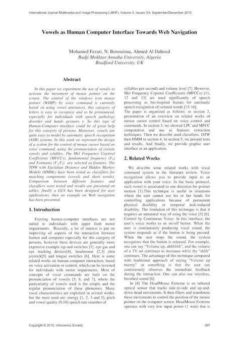 Pdf Vowels As Human Computer Interface Towards Web Navigation · Speech Recognition Of Isolated