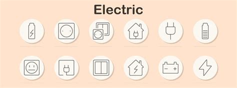 Premium Vector Electric Set Icon Battery Socket Plug Electrical Outlet Home Power Energy Icons