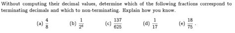 Solved Without Computing Their Decimal Values Determine Chegg