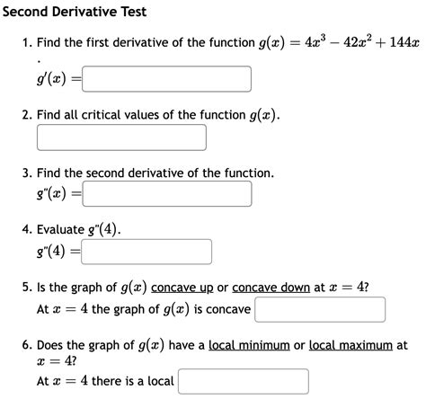 Solved Second Derivative Testfind The First Derivative Of