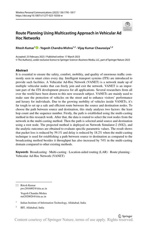 route planning using multicasting approach in vehicular ad hoc networks