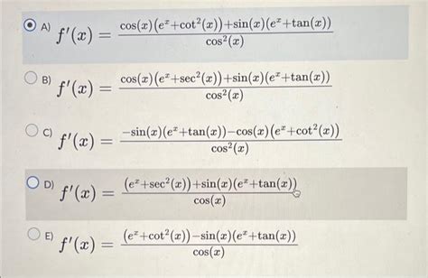 Solved Differentiate The Following Function OA OB O C Chegg Com