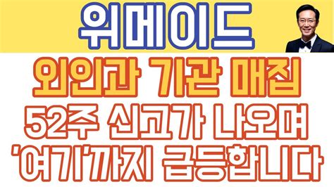 위메이드 주가전망 외인과 기관 매집 52주 신고가 나오며 여기까지 급등합니다 Youtube