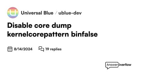 Disable Core Dump Repattern Binfalse Universal Blue