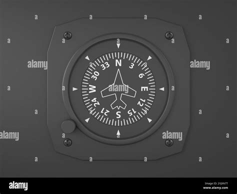 Flight Instrument Heading Indicator On A Black Background 3d
