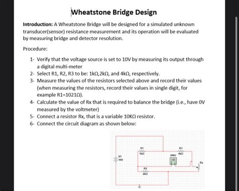 Wheatstone Bridge Design Introduction A Wheatstone Chegg Com