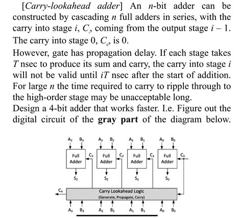 Solved Carry Lookahead Adder An N Bit Adder Can Be