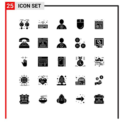 25 Solid Glyph Concept For Websites Mobile And Apps Panel Mouse Body Electronic Cursor Editable