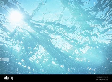 Rendering Underwater Sea Ocean Surface With Light Rays High