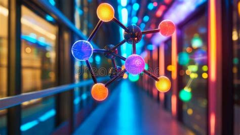 Glowing Molecular Structure In Vibrant Colors Stock Illustration