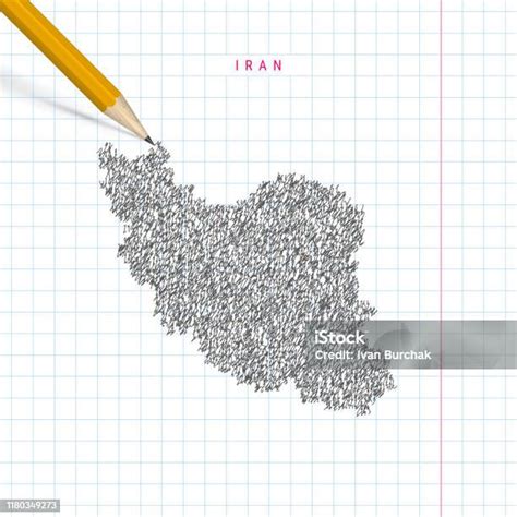 체크 무늬 학교 노트북 종이 배경에 그려진 이란 스케치 낙서 벡터지도 0명에 대한 스톡 벡터 아트 및 기타 이미지 0명 3차원 형태 검은색 Istock