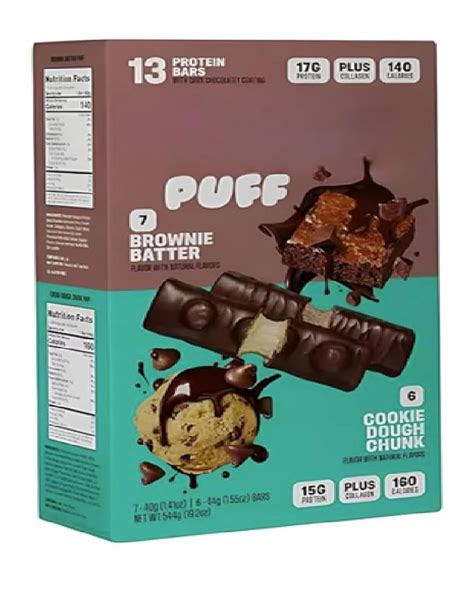 Puff Protein Bars Pacote Variado 13 Unidades Inclui 7 Puffs De