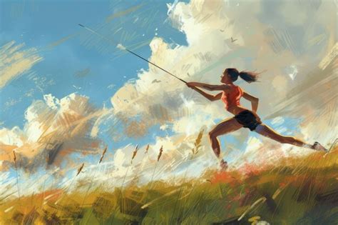 Premium Photo A Female Athlete Practicing Her Javelin Throw Technique In An Open Field