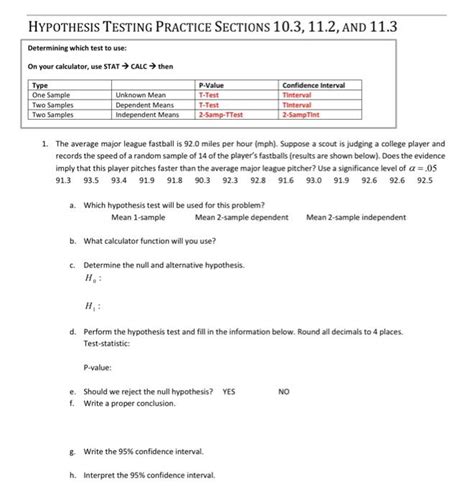 Solved HYPOTHESIS TESTING PRACTICE SECTIONS AND Chegg Com