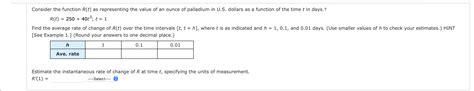 solved consider the function r t as representing the value