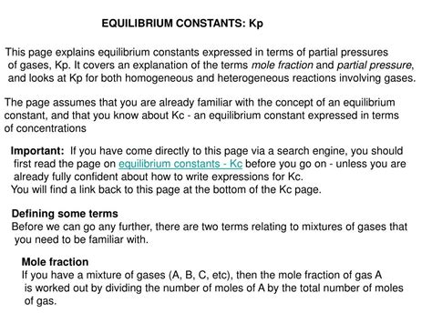 PPT EQUILIBRIUM CONSTANTS Kp PowerPoint Presentation Free Download ID 6822448