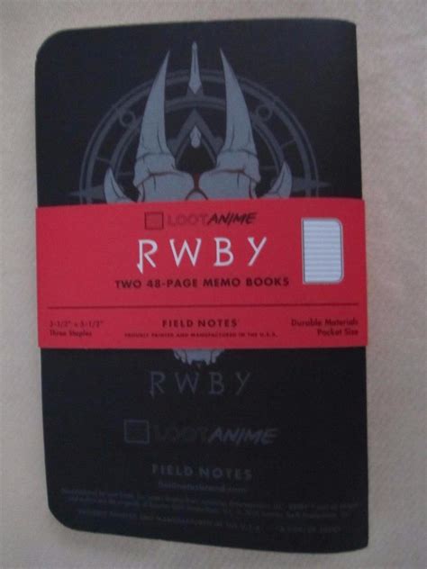 New Loot Crate Anime Exclusive Rwby Pack Of Two 48 Page Memo Book Field Notes 1855547391