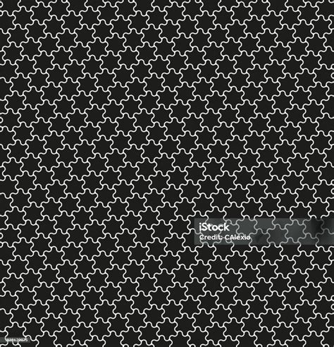 Seamless Abstract Geometric Pattern With Interlocking Wavy White Shapes Made Of Six Small