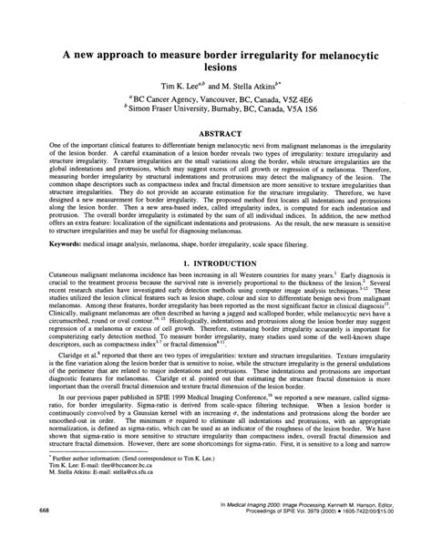 Pdf New Approach To Measure Border Irregularity For Melanocytic Lesions