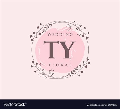 Ty Initials Letter Wedding Monogram Logos Vector Image