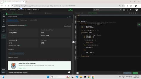 Geekstreak2025 Dsa Java Binarysearch Matrix Problemsolving Prathamesh Nistane