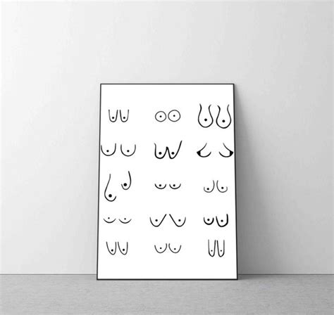 Nice Boobs Breast Body Positive Print Quirky Wall Art Boobies Etsy