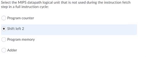 Solved Select The MIPS Datapath Logical Unit That Is Not Chegg Com