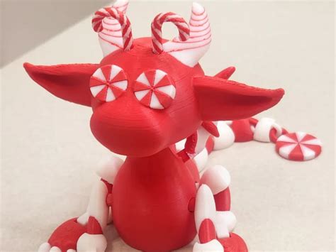 Articulated Candy Cane Dragon Free 3d Print Model Makerworld
