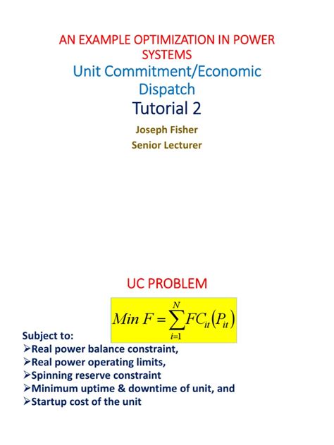 An Example Optimization In Power Systems Unit Commitmenteconomic