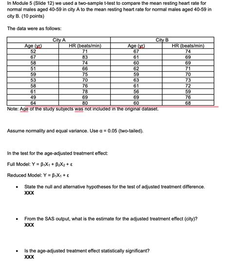 Solved In Module Slide We Used A Two Sample T Test To Chegg