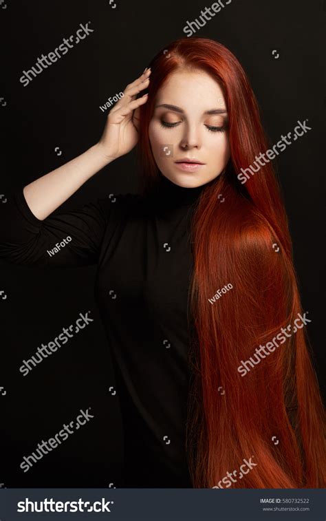 Sexy Beautiful Redhead Girl Long Hair Stock Photo Shutterstock