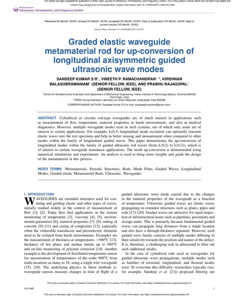 Pdf Graded Elastic Waveguide Metamaterial Rod For Up Conversion Of