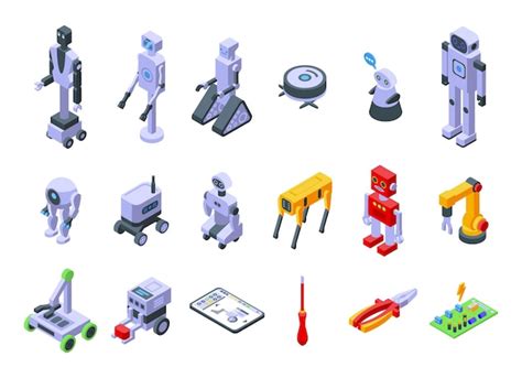 Premium Vector Robotics Icons Set Isometric Vector Tech Smart