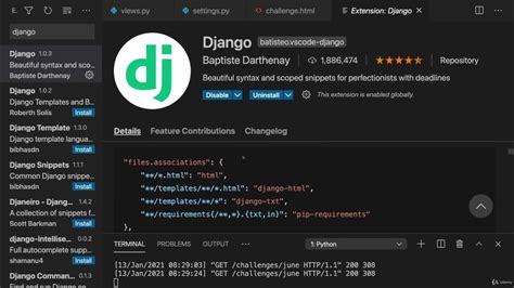 04 007 The Django Visual Studio Code Extension Youtube