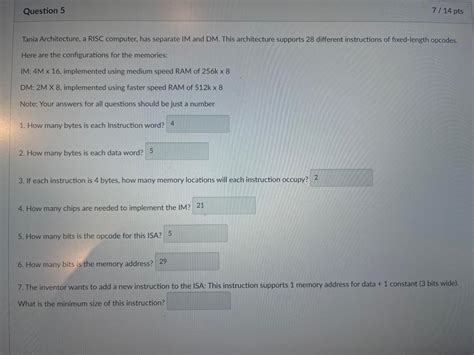 Solved Tania Architecture A Risc Computer Has Separate Im