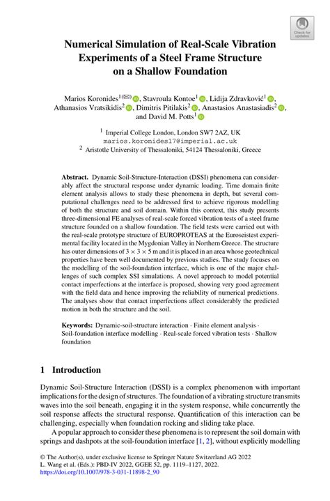 Pdf Numerical Simulation Of Real Scale Vibration Experiments Of A Steel Frame Structure On A