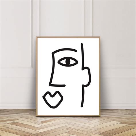 Picasso Line Drawing Abstract Face Art Print Digital Download Etsy
