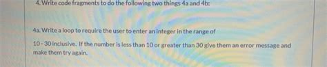 solved 4 write code fragments to do the following two