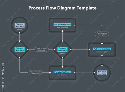 Modern Looking Template For Process Flow Diagram Dark Version Simple
