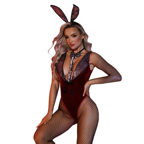 Bodysuit 3 Pcs Sexy Bunny Girls With Pantyhose And Ears Headwear