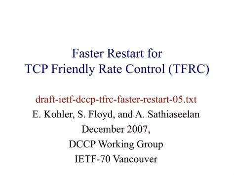 Ppt Faster Restart For Tcp Friendly Rate Control Tfrc Powerpoint Presentation Id9635090