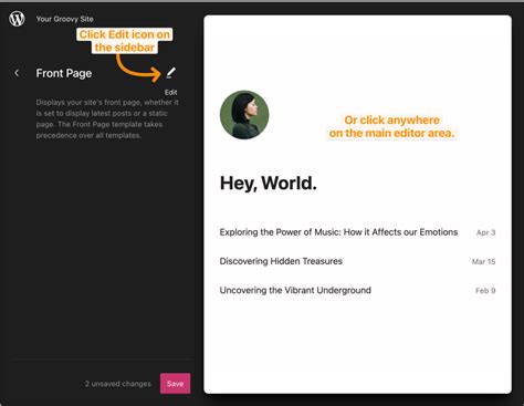 Edit The Default Homepage Template Support