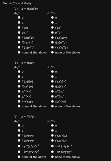solved find ∂z ∂x and ∂z ∂y c z f x y