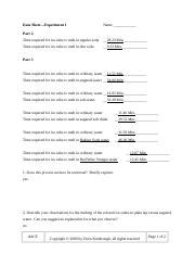 Lab Ice Cube Data Sheet Doc Data SheetExperiment Name Part Time Required For Ice