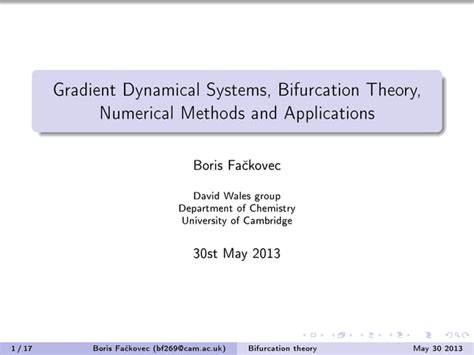Gradient Dynamical Systems Bifurcation Theory Numerical Methods And Applications Pdf