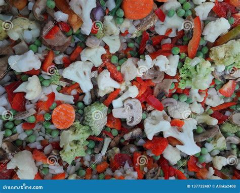 Assorted Frozen Vegetables Vegetable Background Frozen Vegetables