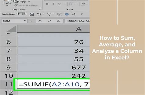 How To Sum Average And Analyze A Column In Excel Pdf Agile