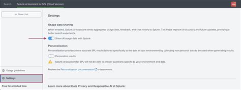 Share Data In Splunk Ai Assistant For Spl Splunk Documentation