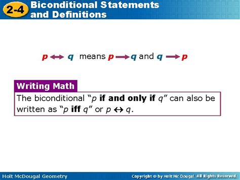 Biconditional Statements And Definitions Objective Write
