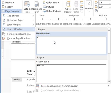 Different Page Number Header Word Gafasr